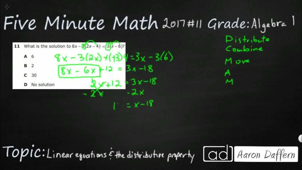 Algebra 1 STAAR Practice Linear Equations and the Distributive Property ...