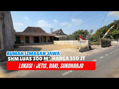 EPS 1.630 Rumah limasan Jawa siap huni SHM luas 300m2. Hrg 550jt. Lokasi Ds.Jetis, Baki, Sukoharjo