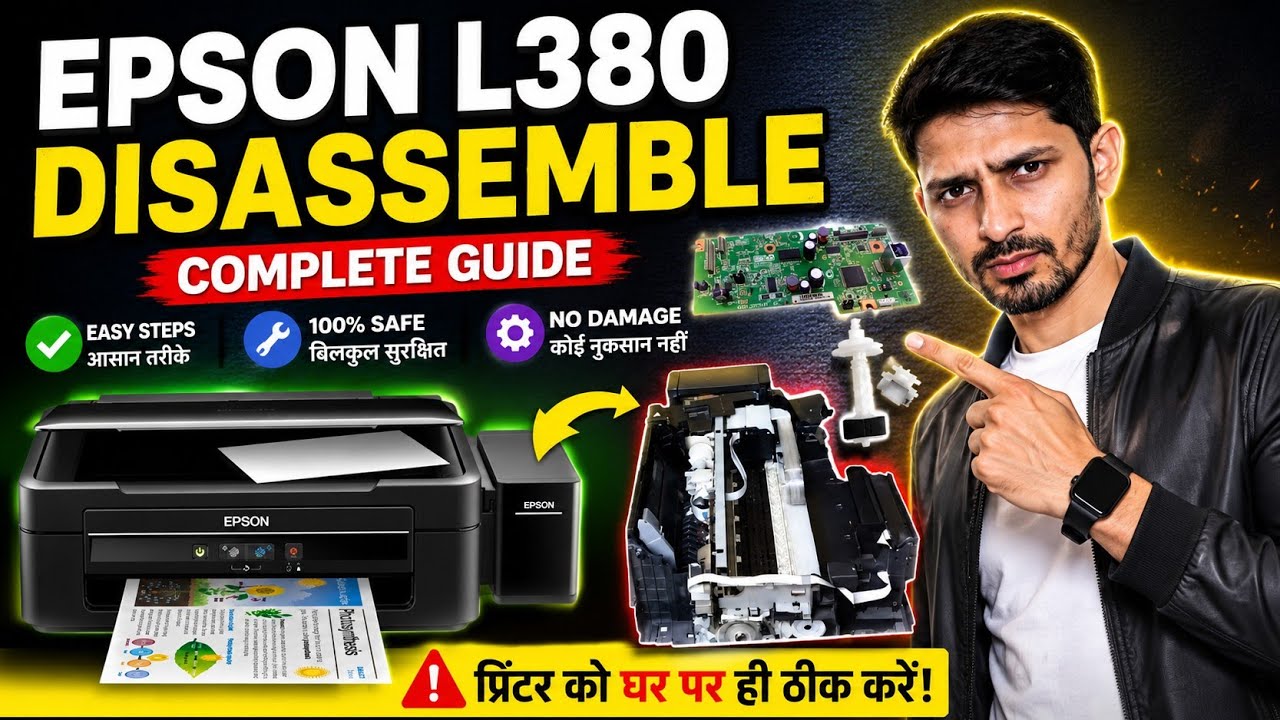Epson L380 Printer dissamble in hindi | Epson L380 Printer service step ...