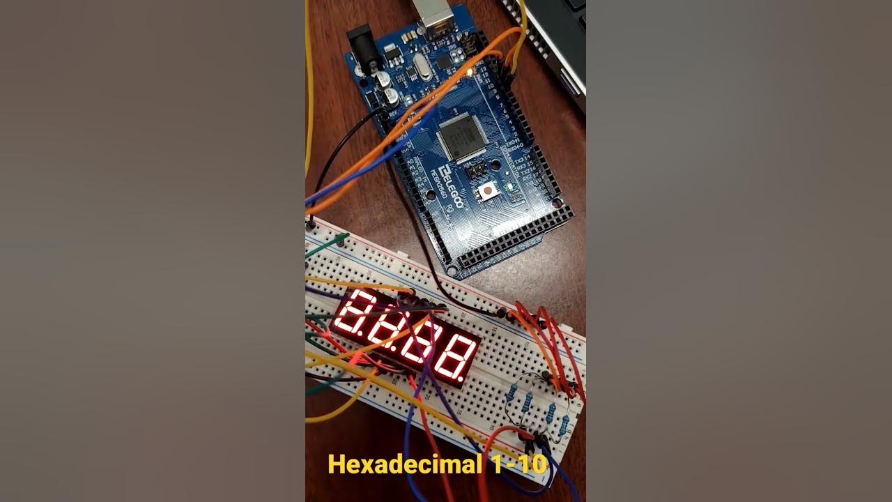 Four Digital Seven Segments Display 1 to 10 in hexadecimal system #arduino #arduinomega - YouTube