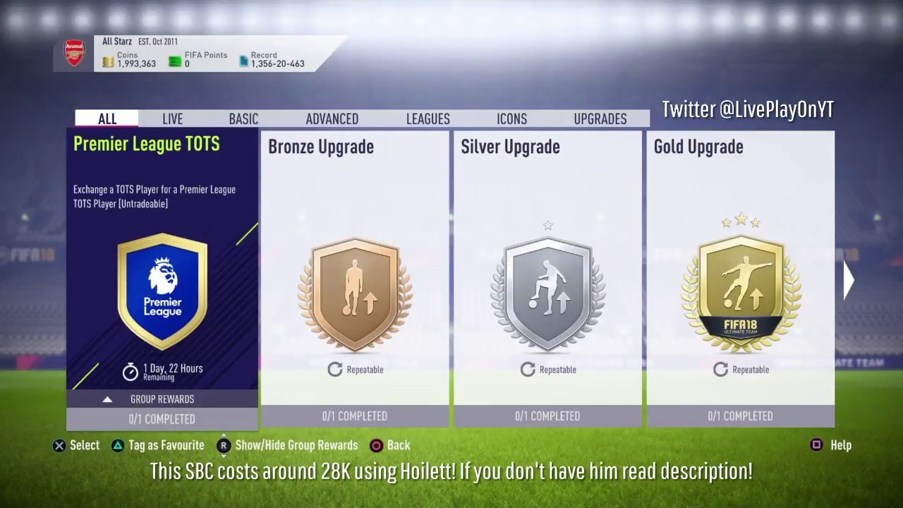 FIFA 18 - GUARANTEED EPL TOTS SBC USING TOTS HOILETT/JOE BRYAN - PACKED ...