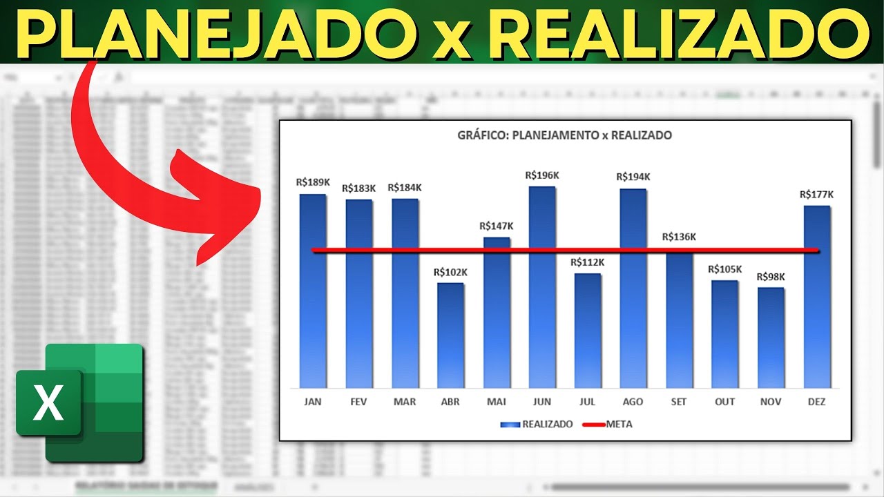Como Fazer Realizado x Planejado no Excel | Função SomaSe | Gráfico de ...