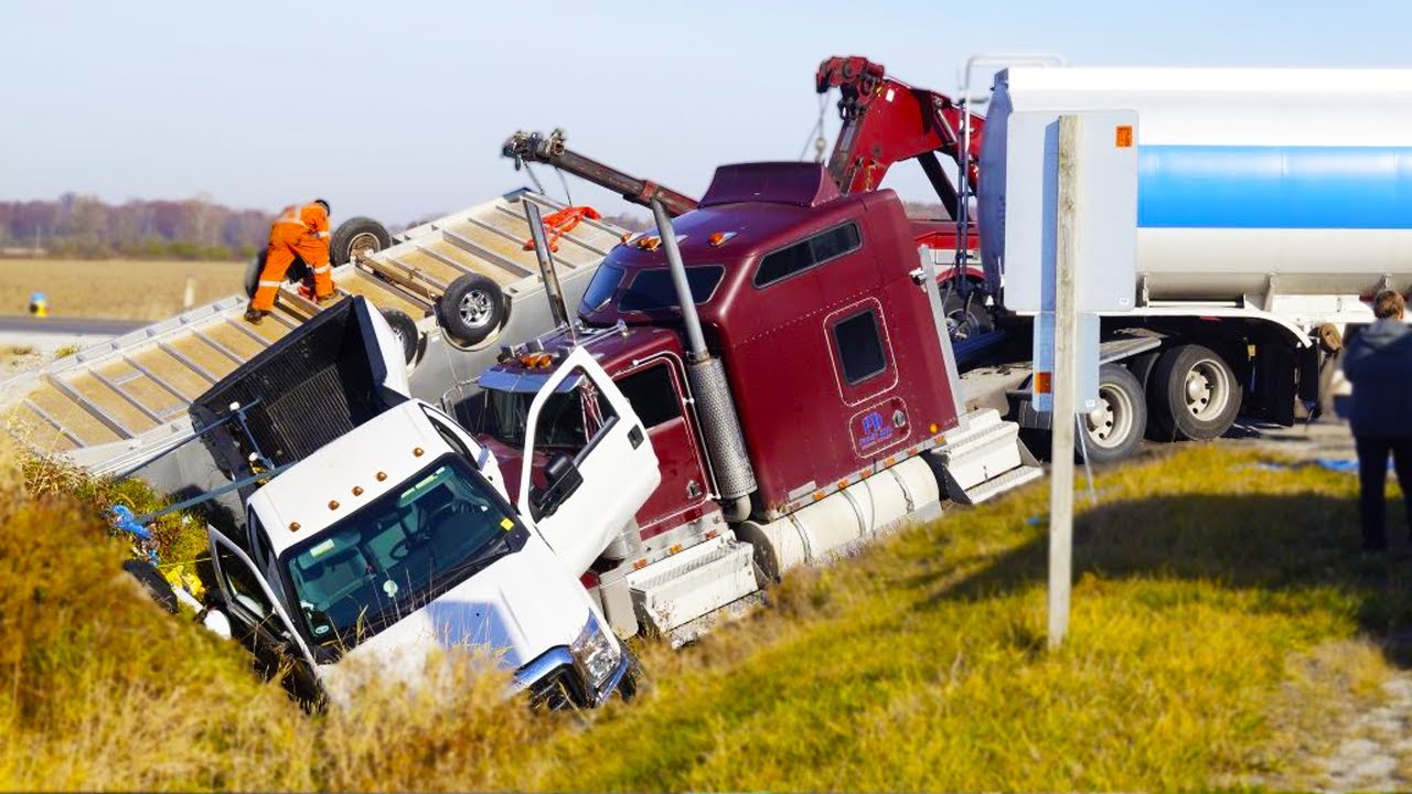 Overloaded Trucks Rolling Over | Satisfying Excavator Operating Skills ...