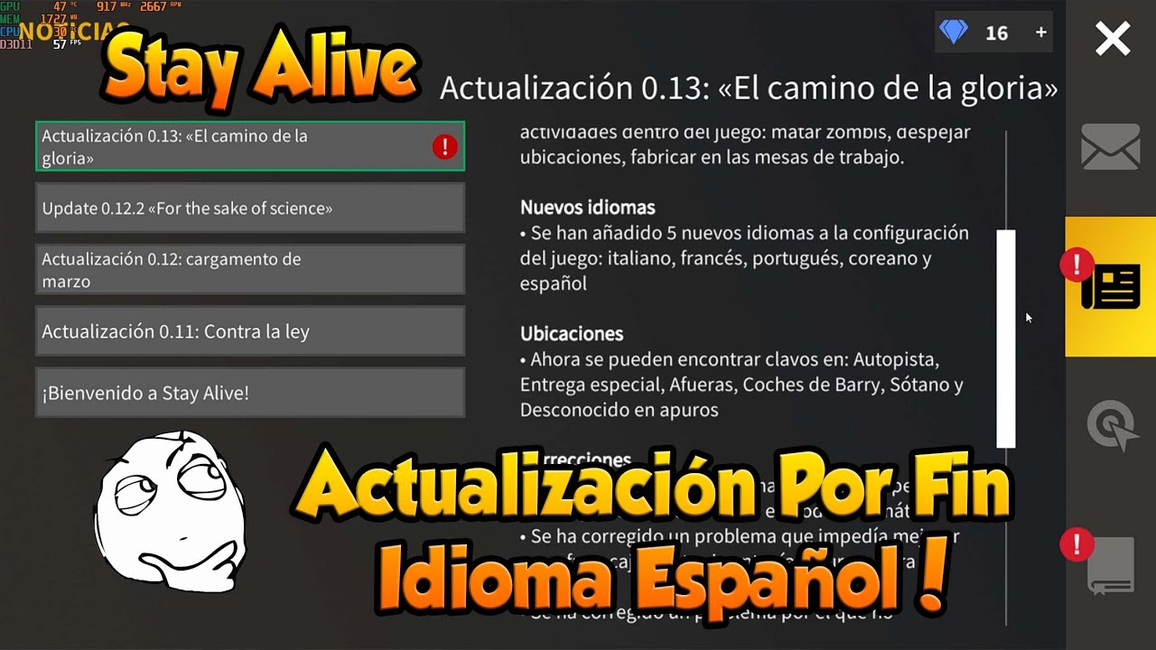 Stay Alive Actualización Por Fin Idioma Español! - YouTube