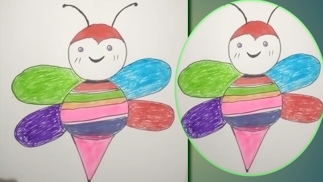 honey bee craft || honey bee drawing easy makhi drawing || madhumakhi ...