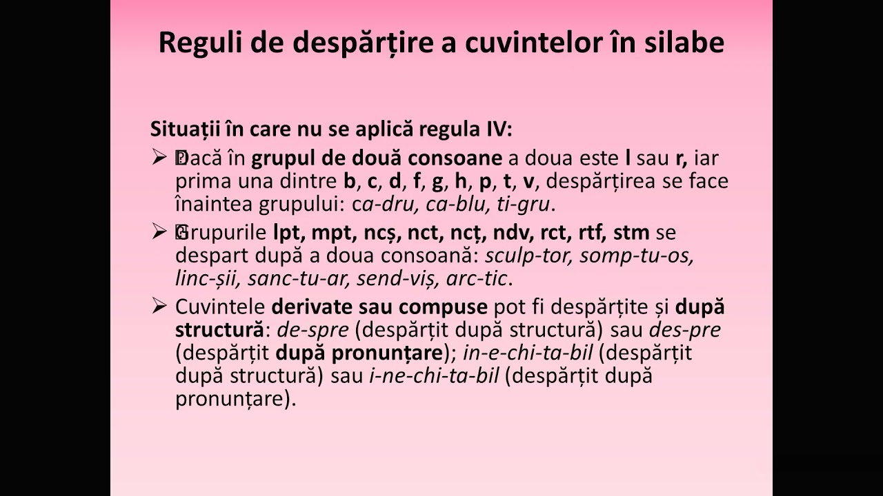 Silaba.Reguli de despartire a cuvintelor în silabe.Accentul. Variante ...