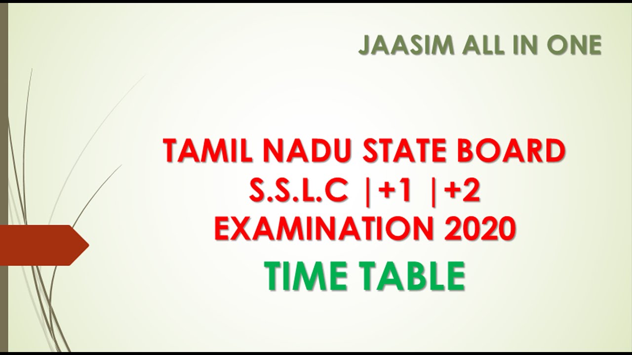 TAMIL NADU STATE BOARD EXAM JUNE 2020 TIME TABLE - YouTube