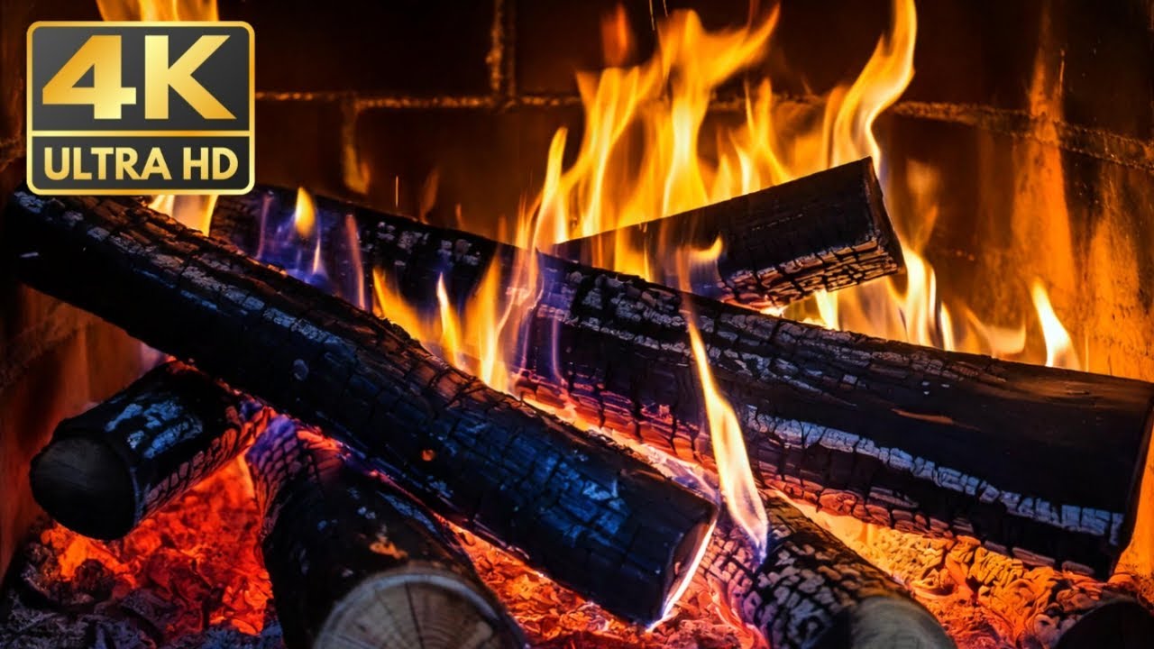 🔥 Cozy Winter Night: Fireplace Sounds with Crackling Fire and Wind ...