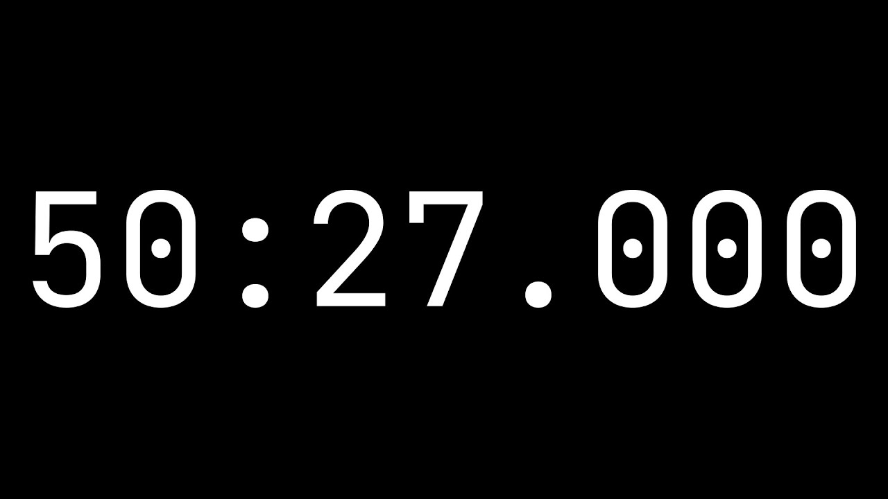 Countdown timer 50 minutes, 27 seconds [50:27.000] - White on black ...