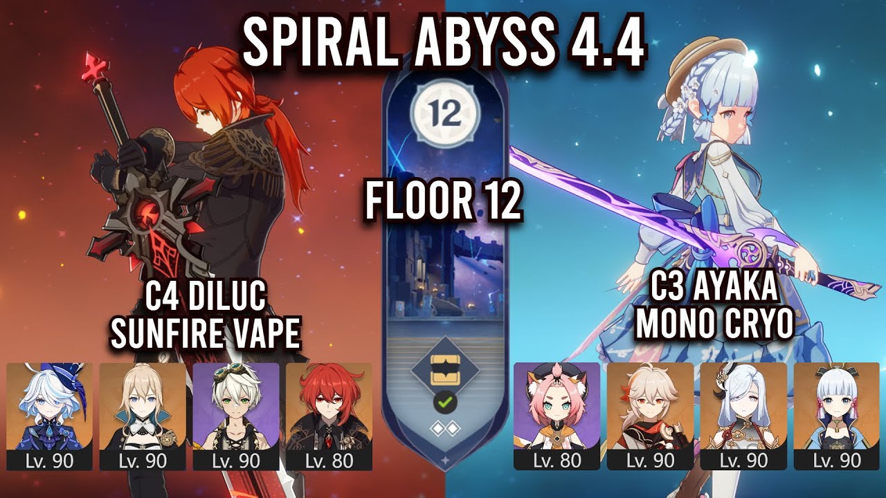 C4 Diluc Sunfire Vape || C3 Ayaka Mono Cryo - Spiral Abyss Floor 12 4.4 ...