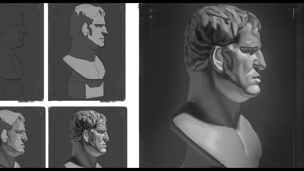 Sculpture study Painting Process - YouTube