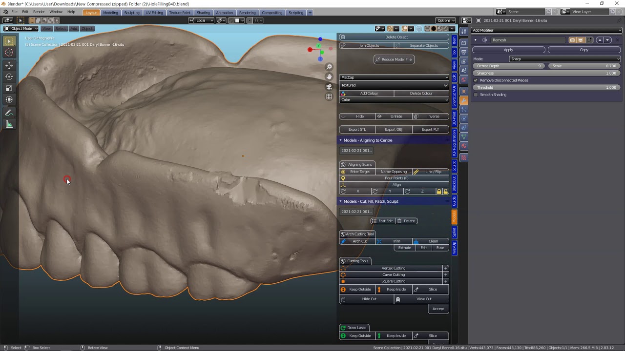 B4D Remeshing and fixing a Denture - YouTube