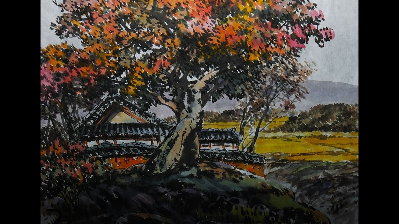 석전 최석진의 수묵화 교실, 가을 정서 그리기 Paint a picture of autumn sentiments. 동양화 oriental painting 한국화 수묵화 ...