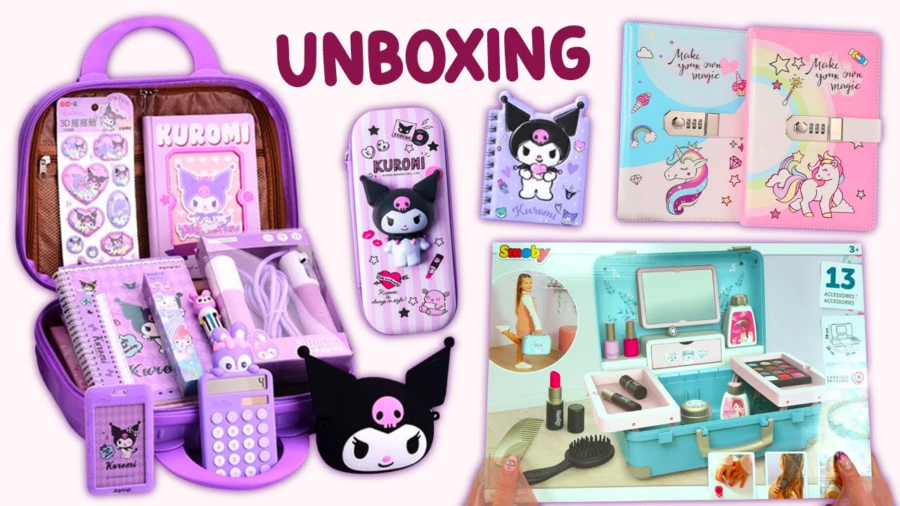 UNBOXING - CUTE KUROMI STATIONERY SET - MY NEW MAKEUP MODEL KIT - ASMR ...