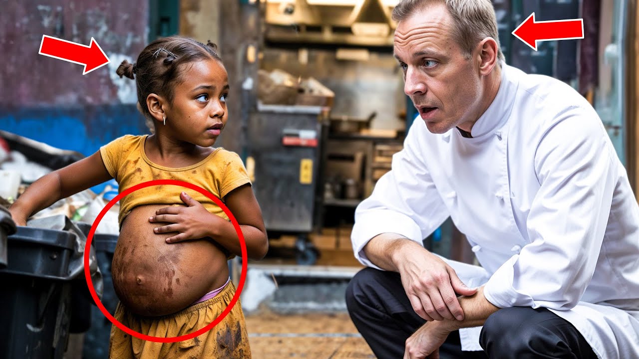 Chef Spots a Little Girl Digging in Restaurant Trash, Seeing Her Belly ...