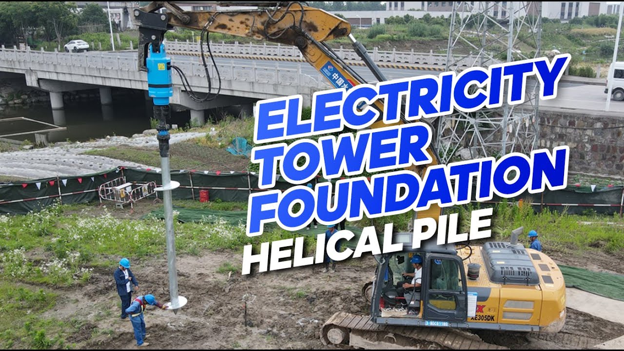 Helical piles for high voltage tower foundations. - YouTube
