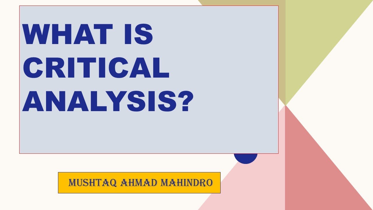 What is critical analysis? CSS/PMS aspirants - YouTube