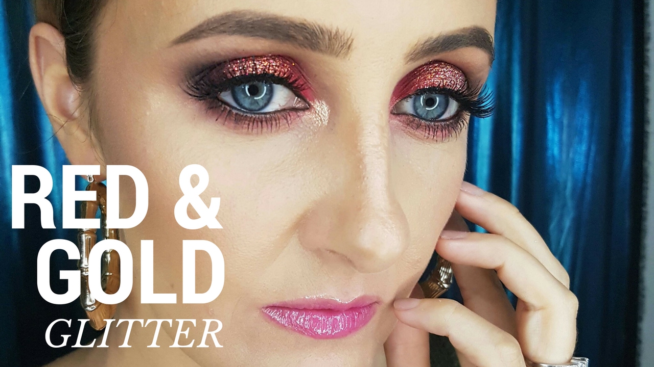 Red & Gold Glitter Makeup Tutorial - YouTube