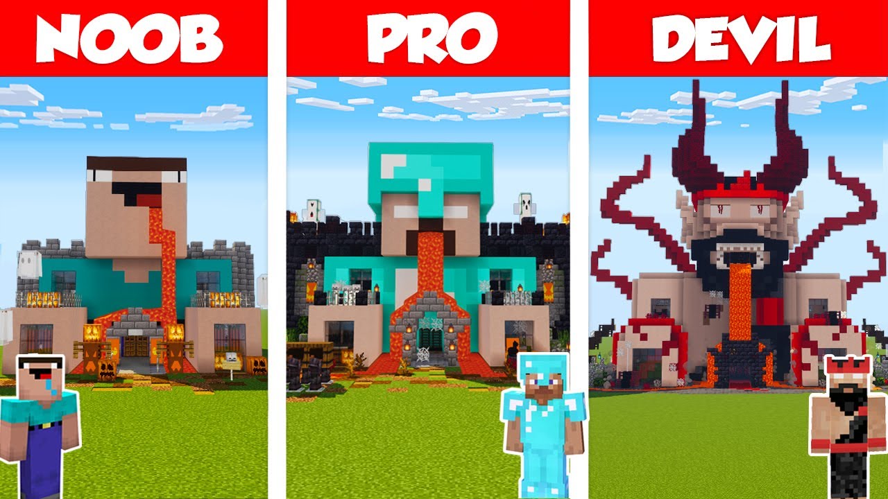 🎃Minecraft NOOB vs PRO vs DEVIL: HORROR HOUSE BUILD CHALLENGE in ...