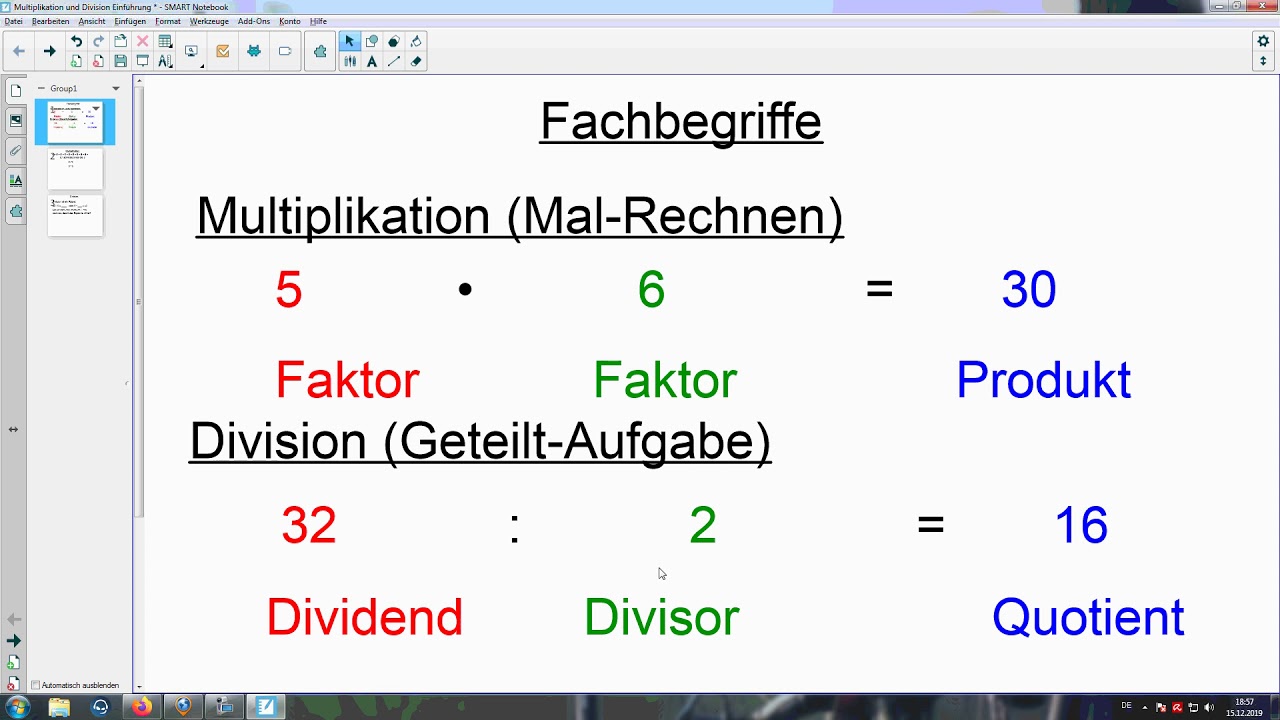 Klase 5 - Multiplikation und Division Einführung (Fachbegriffe und ...