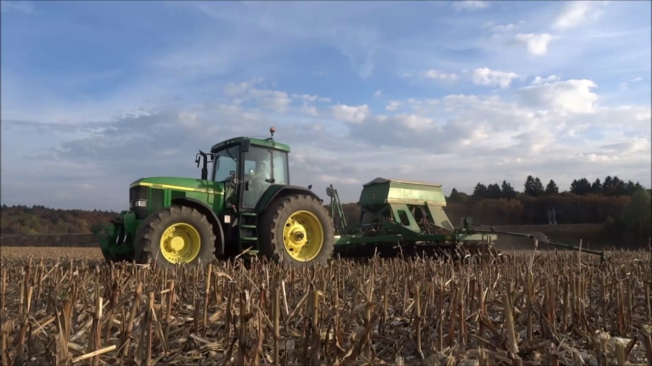 Semis Direct de seigle : JD 7710 + Semoir JD 750 A - YouTube