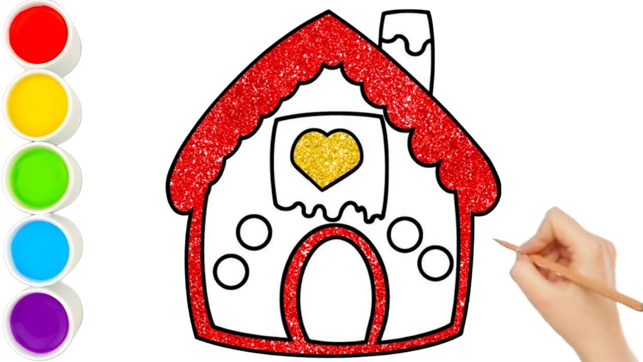 How to draw a rainbow house | rainbow house drawing step by step - YouTube