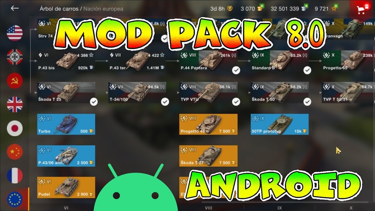 MOD PACK 8.0 PARA ANDROID | WOT BLITZ - YouTube