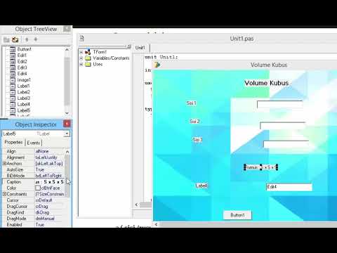 Tutorial Membuat Program Menghitung Volume Kubus Dengan Delphi 7 Enterprise - YouTube