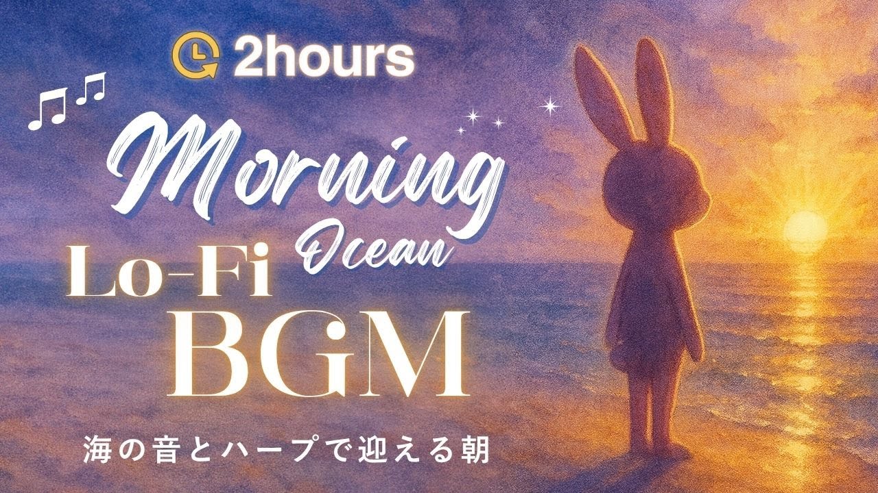 🌅Morning Ocean Lo-Fi with Harp & Waves | 2 Hoursやさしい朝日と波音で心を整えるBGM ...