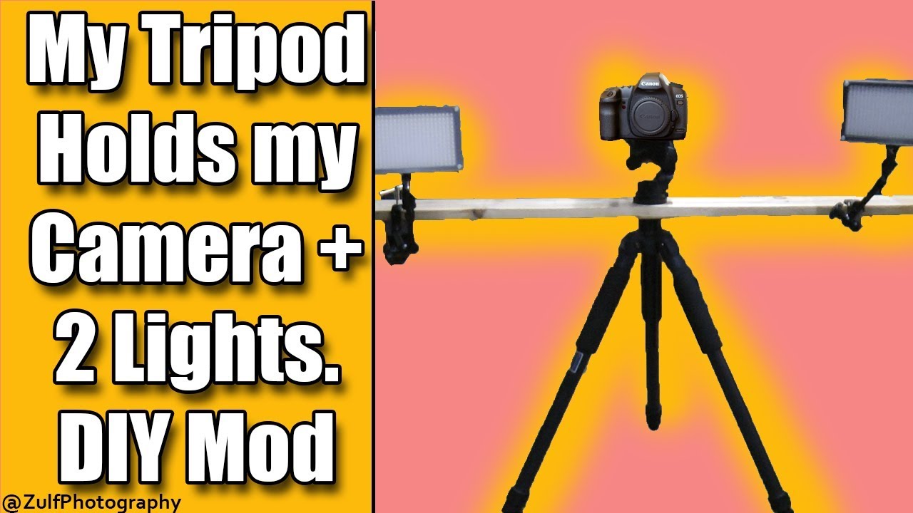 DIY Tripod mod to hold Camera and two video LED lights - YouTube