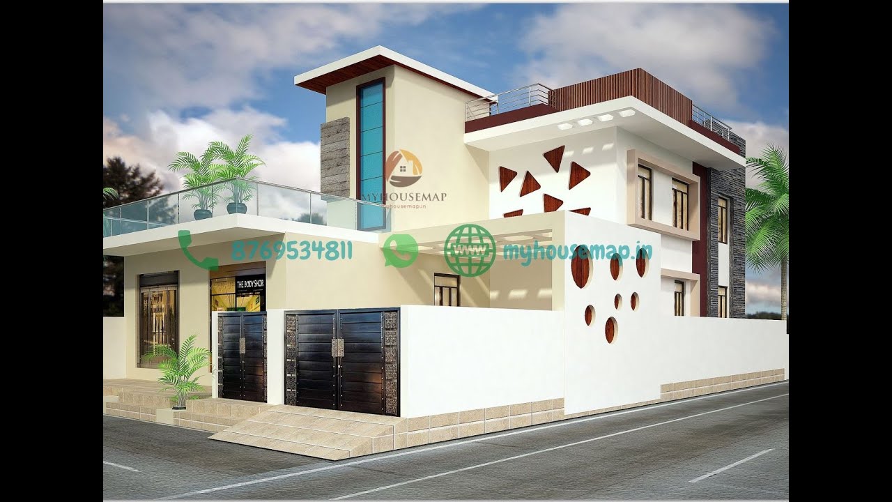 Commercial unique elevation with two sides latest and modern elevation ...