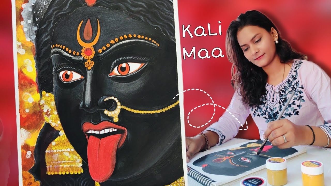 Maa Kali Drawing With Gouache Paints 😍 | Acrylic colour | Art By ...