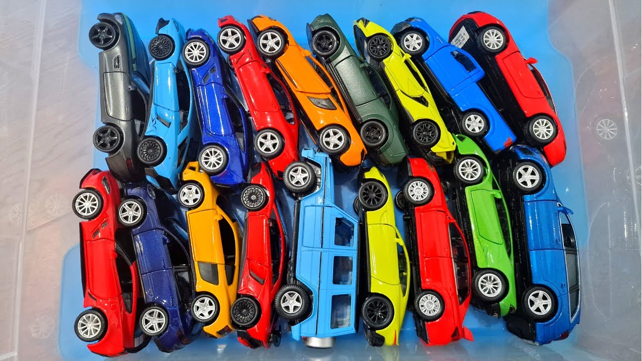 Box full of mini cars, model cars in the box - YouTube