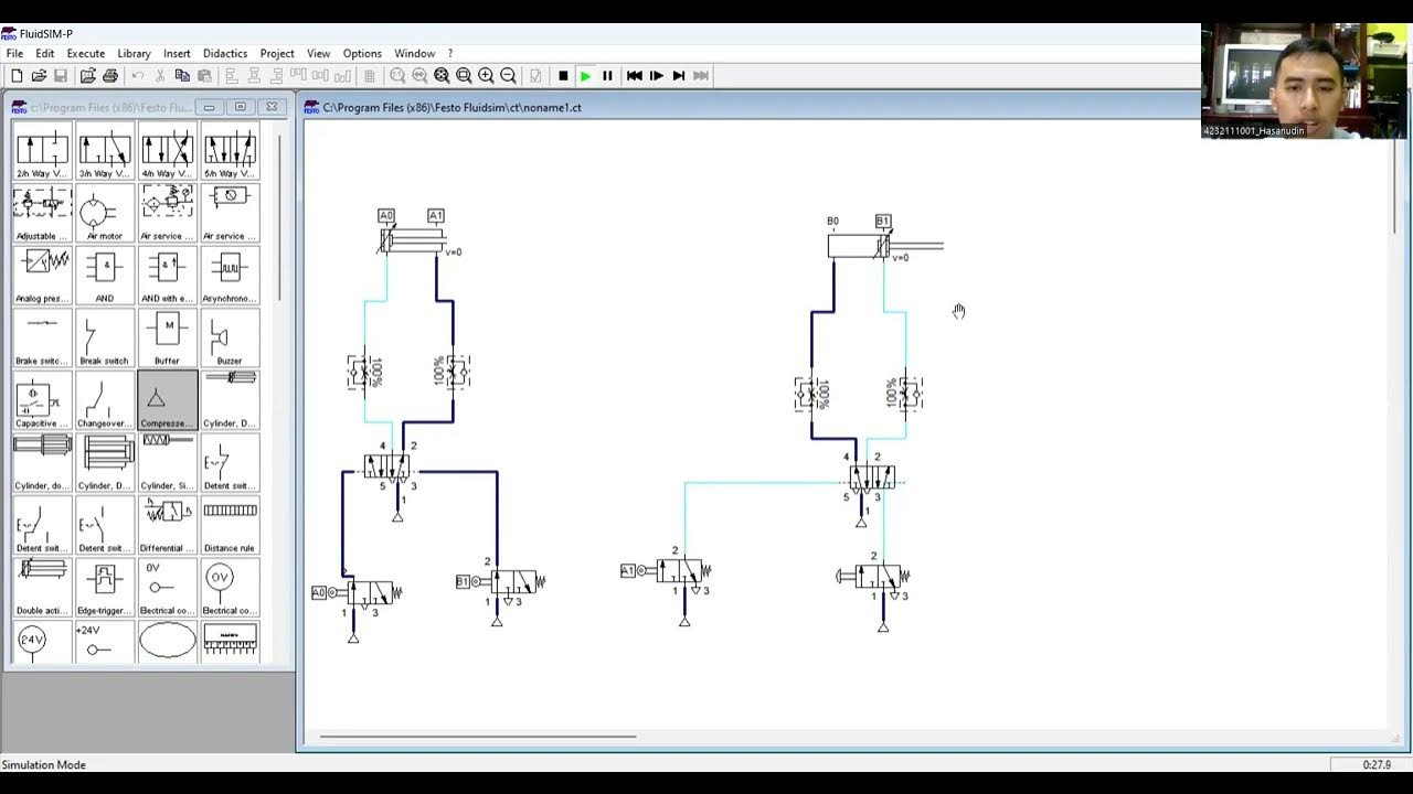 Rangkaian simulasi fluidsim pneumatik dan hidrolik “A+ B- A- B+” - YouTube