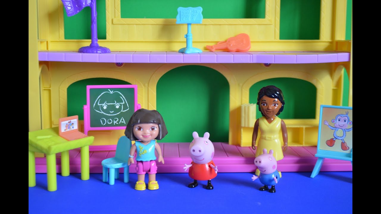 New Peppa pig episode Dora The explorer School Day story Peppa pig toys ...