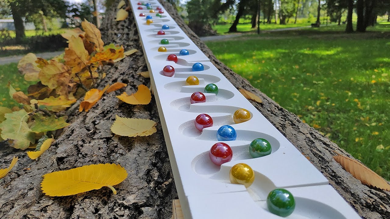 Marble Run Race ASMR - Satisfying Marble Run On The Old Tree Trunk ...