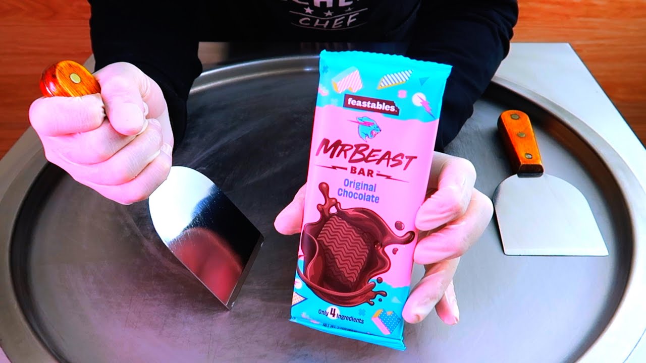 How to Make Feastables MrBeast Milk Chocolate Bar Ice Cream Rolls ...