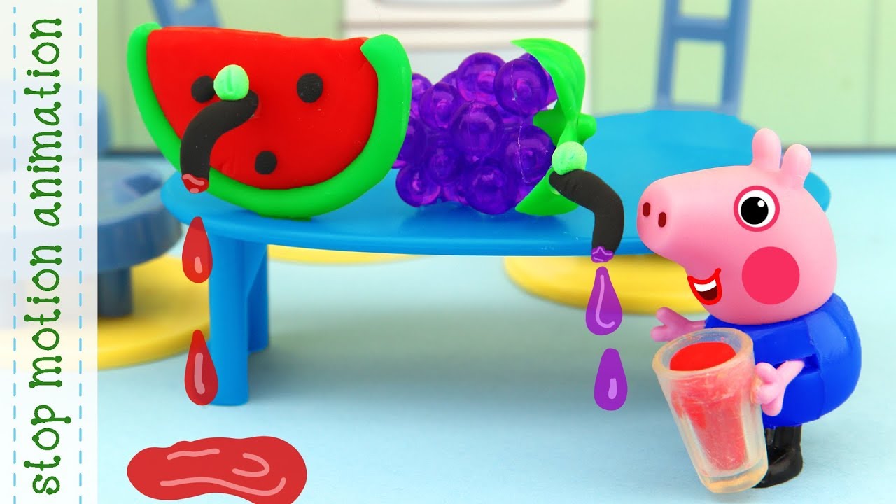 Fruit juice Peppa Pig toys stop motion animation - YouTube