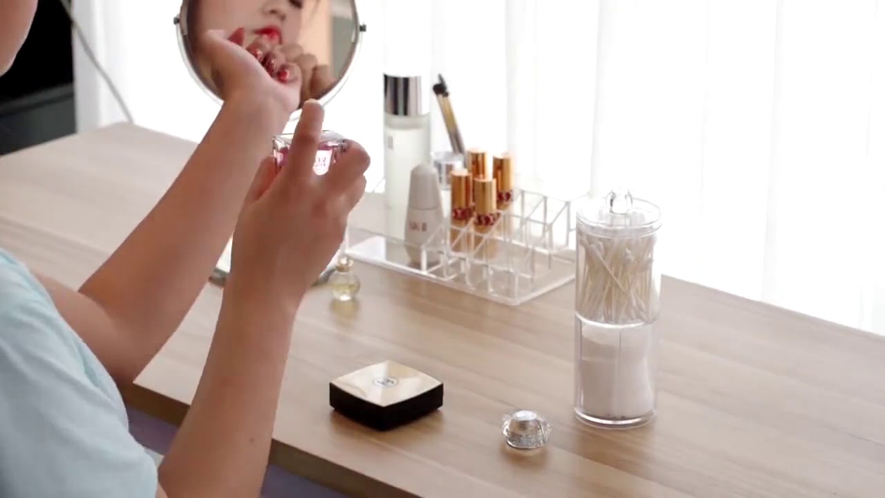 Acrylic Multi-functional Round Container Cosmetic Makeup Cotton Pad ...