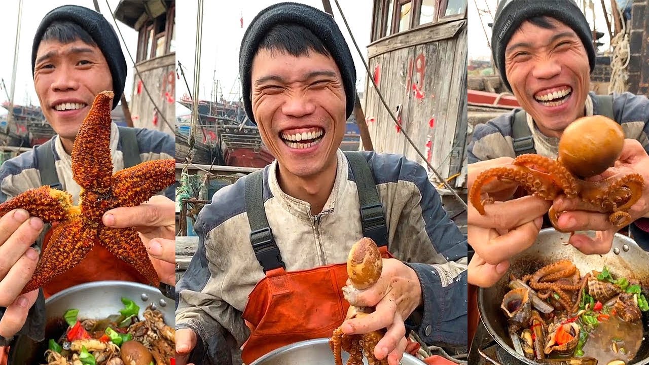 Fishermen eating seafood dinners are too delicious 666 help you stir ...