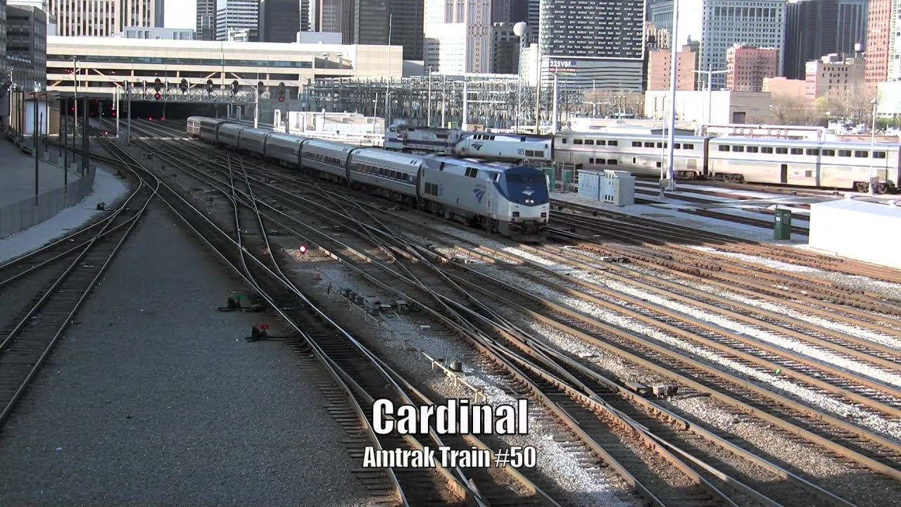Amtrak's Cardinal Departs Chicago Union Station/Hosed by Metra - YouTube