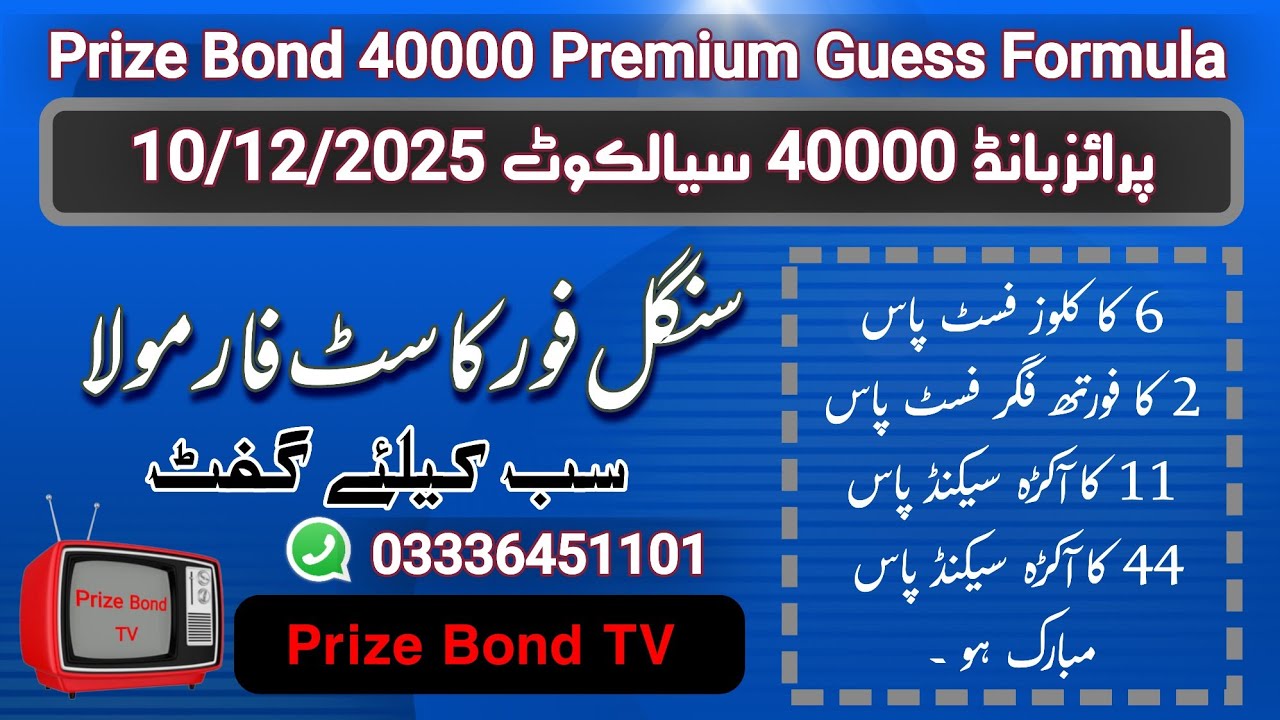 Prize Bond 40000 || Premium || 10/12/2025 || State Bank of Sialkot ...