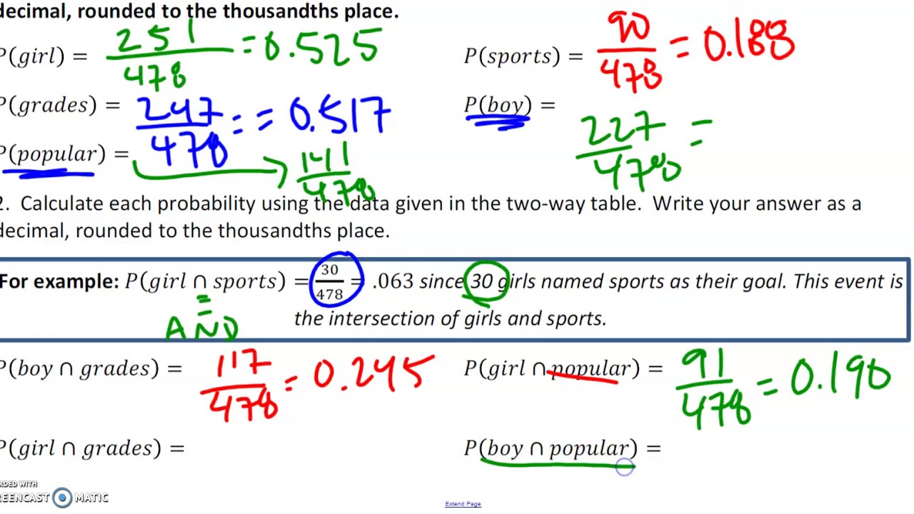 G11 Two Way Tables - YouTube