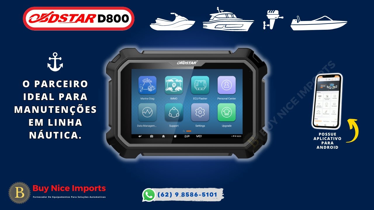 SCANNER NAUTICO OBDSTAR D800 PARA JET SKY MOTOR DE POPA BARCO LANCHA ...