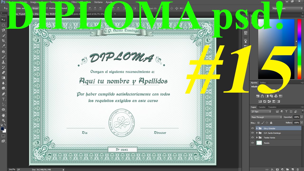 Plantilla psd para diploma │Color verde llamativo │Plantillas para ...