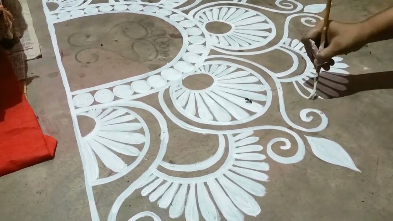 Very simple Laxmi pa design / Laxmi footprint design / Alpona / Rangoli ...