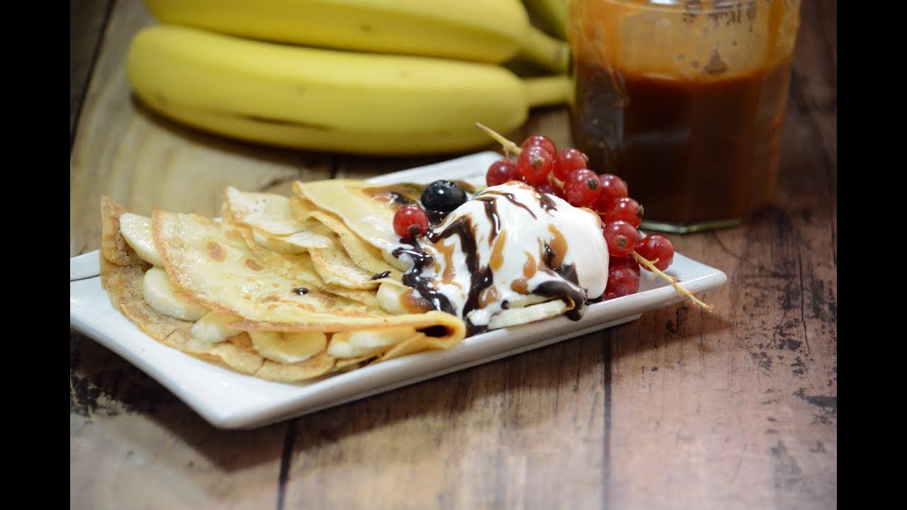 Banana Crepes with Caramel Sauce - YouTube