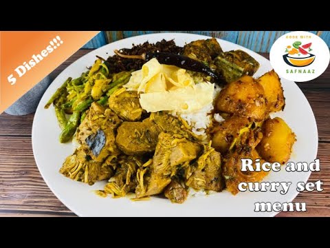 Sri Lankan Rice and Curry Set Menu/Fish Curry/Green Bean/Banana ...