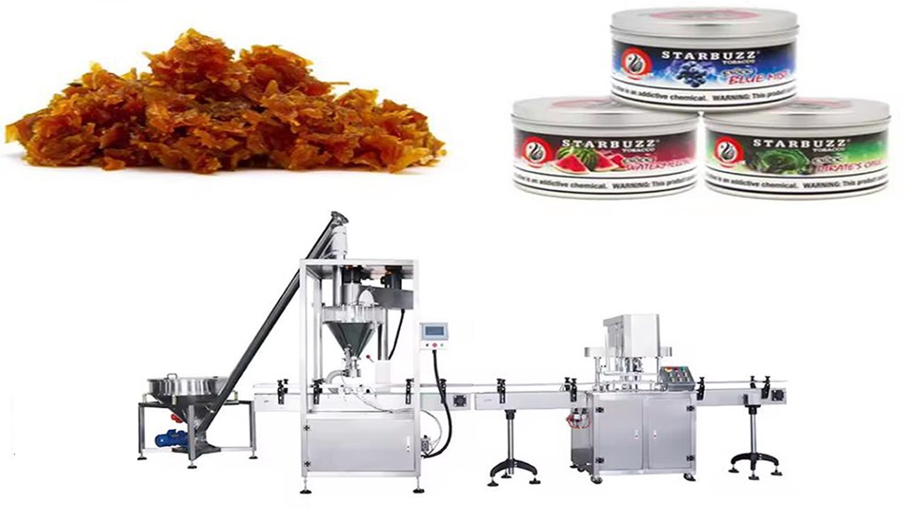 Automated line for filling and packing of hookah tobaccos - YouTube