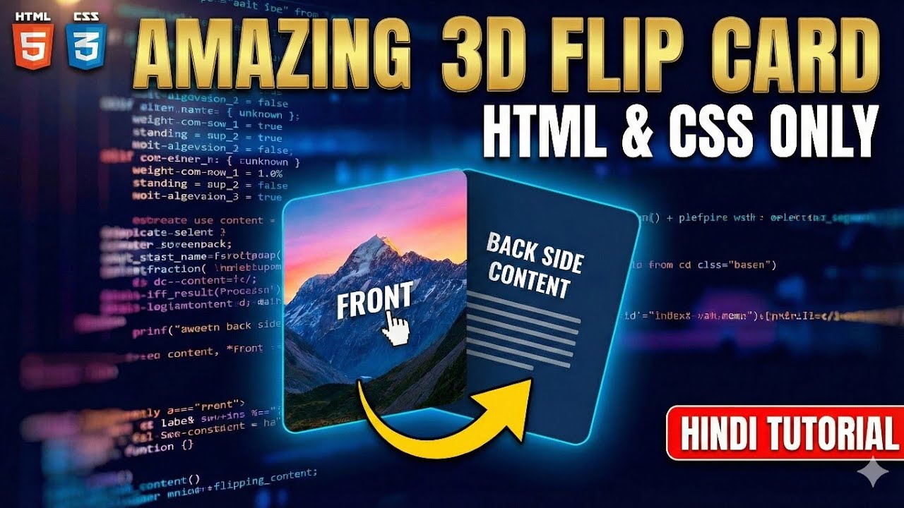 Create a Stunning 3D Flip Card Hover Effect using HTML & CSS - YouTube
